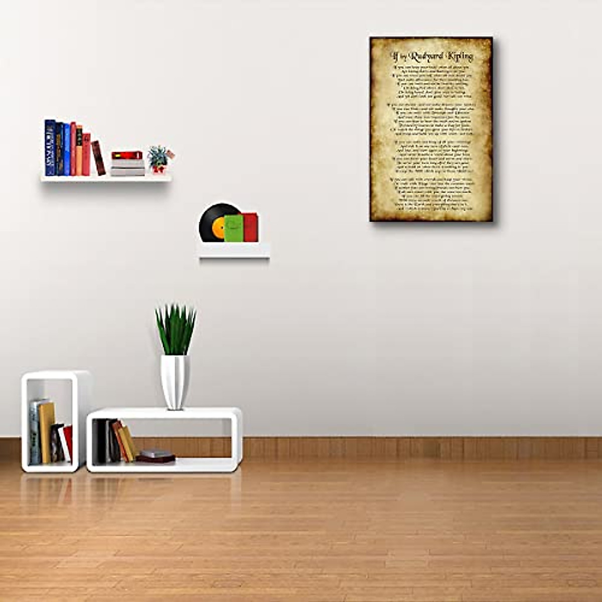 Rudyard If Poster Modern Poem Framed Motivational Wall Art Print Retro Canvas Inspirational Quotes Poster Vertical Picture For Bedroom Deco Framed (12x18 inch)