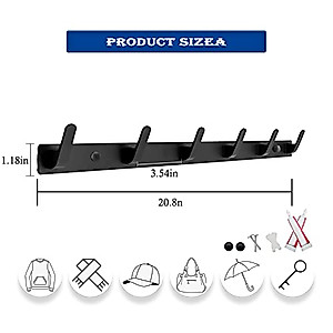 Potaosey 2-Pack Black Wall Coat Rack, Wall Mounted Coat Rack with 6 Hook,Modern Style Coat Rack Wall Mounted,Metal Coat Hooks Rail for Coat Hat Key Bathroom Bedroom Hotel Entryway