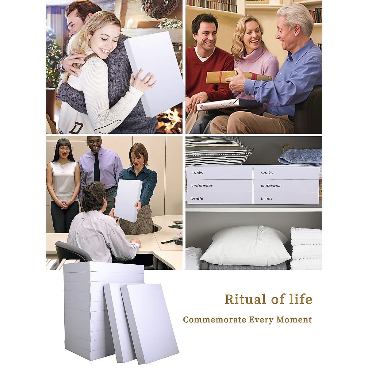 MESHA 10 PC Boxes for T-shirt Gifts in Bulk, Extra Large White Gift Boxes with Lids for Presents, Stockings, Clothes, Sweater, Robe 17"X11"X2.4" White Wrapping Clothing Boxes for Valentine's Day, Father's Day, Birthday