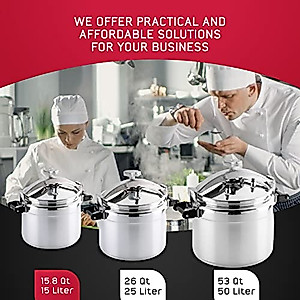 Universal 15.8 Quart / 15 Liter Professional Pressure Cooker, Sturdy, Heavy-Duty Aluminum Construction with Multiple Safety Systems, Commercial Canner Ideal for Industry usages such as Restaurants, Hotels, and Businesses with Large Kitchens