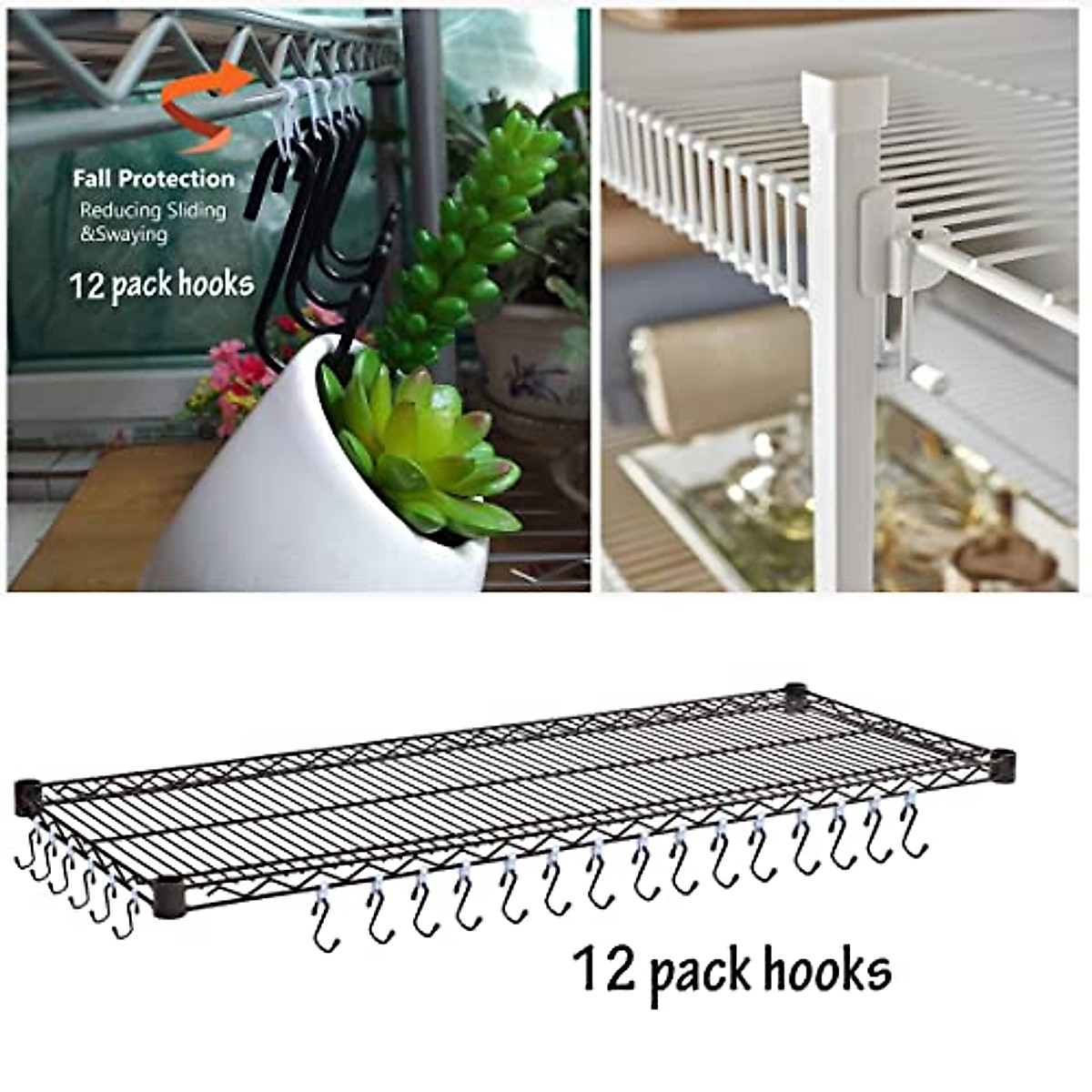 Crhexpva Anti Drop Wire Shelving S Hooks Metal Rack Hangers Untensil Hanging Hooks Shelves Hooks, Accessories Hangers (Shape A)