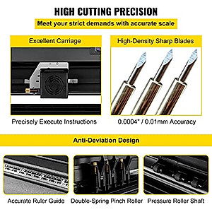 VEVOR Vinyl Cutter, 14 in / 375 mm Vinyl Plotter, Off-line Cutting Machine w/LCD, Desktop Design, Adjustable Force and Speed for Sign Making Plotter Cutter, Available with COM, USB and U-Disk 3 Ports