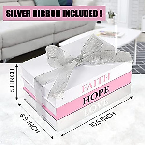 Faith Hope Love Stacked Books Decor - Set of 3, Storage Box for Entry Table - Decorative Stacked Books Decor