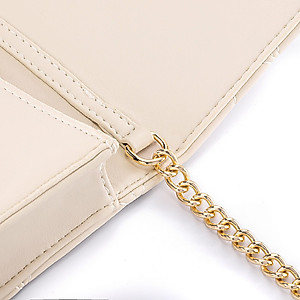 CHIC DIARY Crossbody Bag for Women PU Leather Clutch Handbag Small Quilted Purse with Chain Shoulder Strap (Beige)