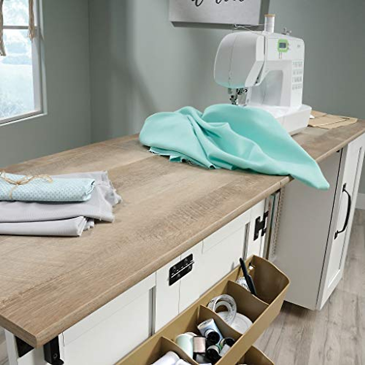 Sauder Miscellaneous Craft Cart, L: 39.29" x W: 19.49" x H: 28.54", Soft White finish