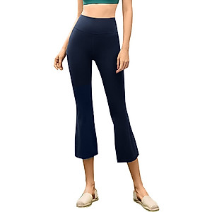 Aoliks Women’s Bootcut Capri Yoga Pants - Capri Flare Leggings for Women High Waist Tummy Control Workout Dress Cropped Pants