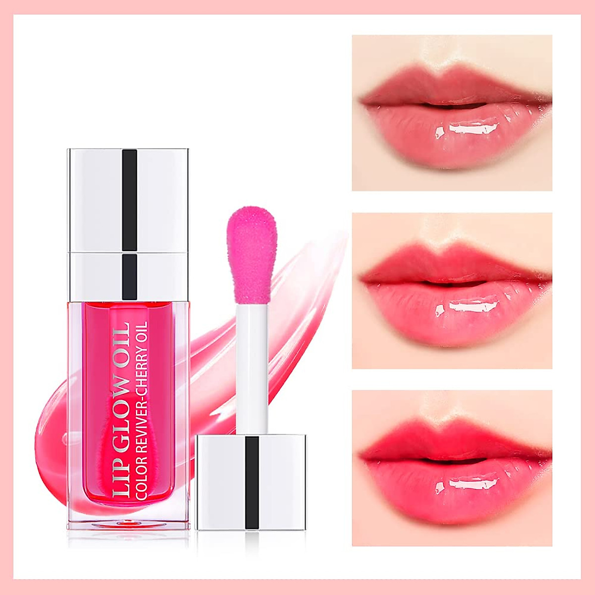 MEIBANFA Lip Oil Coloured Hydrating Lip Balm Lip Care Clear Lip Gloss Sparkling Lip Gloss Non-stick Hydrating Lip Gloss (015)