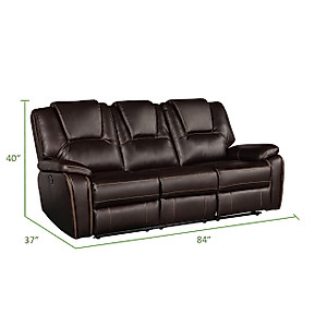 WOUND 3 Pieces Sets Recliner Sofa Bonded Leather Lounge Chair Loveseat Reclining Couch