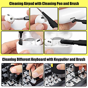 Computer Keyboard Cleaner Kit, Laptop Screen Cleaning Spray for iPhone AirPods Cell Phone MacBook iPad Pro, 20-in-1 Electronic Clean Brush Tool for Earbuds iPod PC Monitor TV Earphone Camera - Black