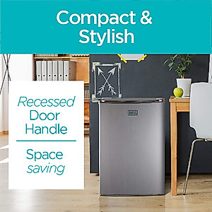 BLACK+DECKER BCRK25V Compact Refrigerator Energy Star Single Door Mini Fridge with Freezer & EM720CB7 Digital Microwave Oven with Turntable Push-Button Door, Child Safety Lock