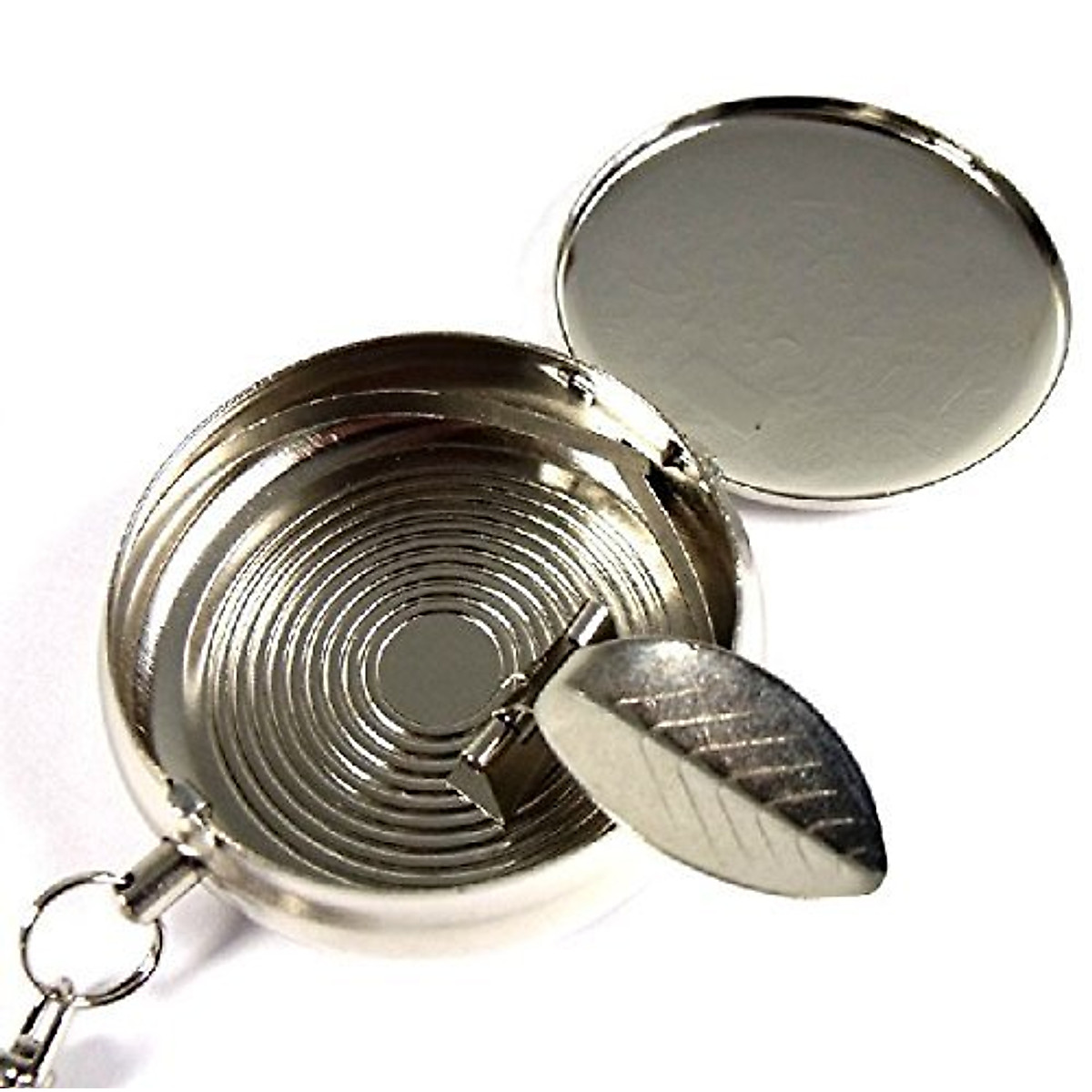 SmartDealsPro Stainless Steel Portable Pocket Circular Ashtray Key Chain with Cigarette Snuffer