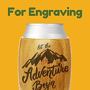 TahoeBay Bamboo Can Coolers (2-Pack) Laser Engravable 12oz Insulated Drink Holder for Standard Size Beer and Soda Cans Extra Thick Wine Tumbler Shape Design