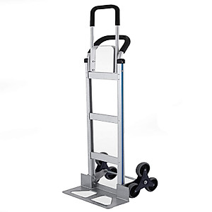 ZBPRESS Aluminum Stair Climber Hand Truck 550LBS Capacity Dolly Assisted Heavy Duty Utility Cart with Flat Free Wheels