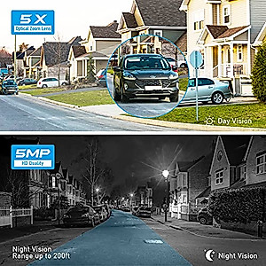 JideTech 5MP PTZ WiFi Camera Outdoor,5X Optical Zoom Camera with Auto-Tracking,200ft Night Vision, 2-Way Audio, Motion Detection Alarm, IP66 Waterproof, 128G SD Card Slot