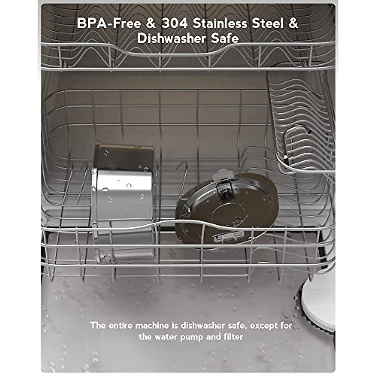 PEKTACO Cat Water Fountain - Pet Water Fountain Dog Water Dispenser Replacement Filters, 3.2L/108oz Stainless Steel Water Fountain for Cats Inside