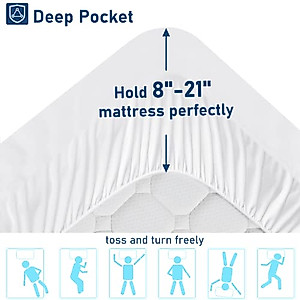Queen Mattress Topper Pillow Top Extra Thick Cooling Mattress Pad Cover for Back Pain Plush Soft with 8-21 Inch Deep Pocket 3D Snow Down Alternative Fill - White