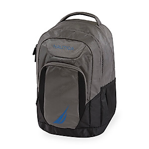 Nautica Sail Laptop Backpack, Grey/Blue, One Size