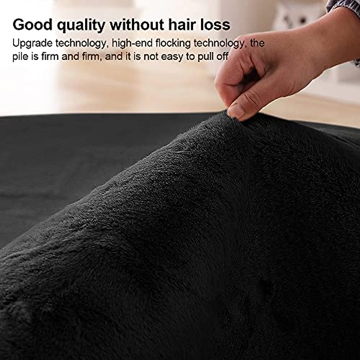 Rainlin Ultra Soft Fluffy Faux Fur Sheepskin Area Rug Modern 2x6 Living Room Fur Runner Rugs Shaggy Beside Rugs Warm Faux Fur Couch Cover for Sofa and Bay Window, Black