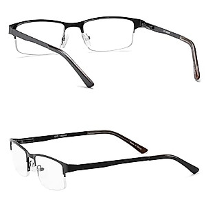 EYECEDAR 5-Pack Reading Glasses for Men Rectangular Metal Half-Frame Spring Hinges with Sun Readers Glasses Mens Readers 2.5