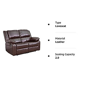 Flash Furniture Harmony Series Brown LeatherSoft Loveseat with Two Built-In Recliners