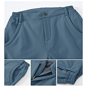 Gopune Women's Windproof Waterproof Sportswear Outdoor Hiking Fleece Pants (Grey Blue,L)