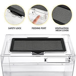 Reptile PC Terrarium, Anti Breakage 15.6x8x10 inch Amphibians Tank Starter Kits, Top Sliding Door Screen Ventilation Mini Habitat Cages, Hygrometer Thermometer, Hide Cave, Tweezer, Sprayer