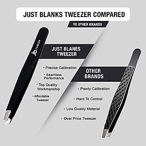 JustBlanks Professional Tweezers Eyebrows Tweezers for Men Stainless Steel Precision Tweezers for Women Facial Hair Blackhead Eyelash - 2 Years Free Replacement Warranty (Pack of 1)
