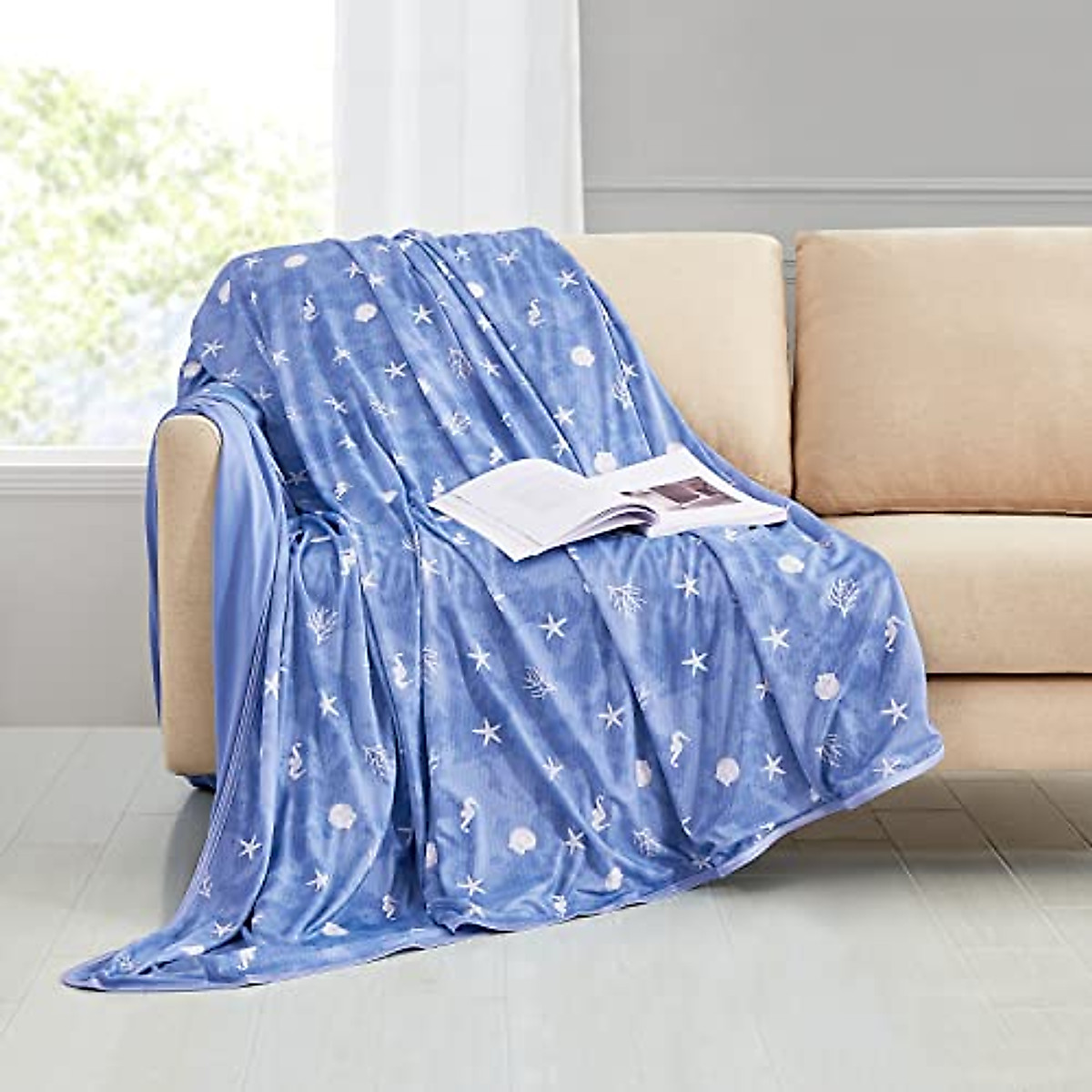 Elegear Cooling Throw Blanket, Q-Max>0.5 Japanese Arc-Chill Cooling Blankets for Hot Sleepers, Double Sided Cold Blankets for Sleeping, Lightweight Breathable Summer Blanket (Blue, Throw XL 50"x70")