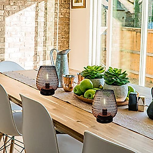 NEEDOMO Battery Operated Lamp LED Table Lamp, Set of 2 Metal Cage Cordless Lamps with Timer, Vintage Outdoor Lantern Lamp for Weddings Patio Shelf Living Room Indoors Outdoors Decor