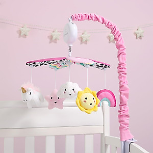 The Peanutshell Crib Mobile for Girls, Unicorn, Stars, Rainbow, Montessori Inspired