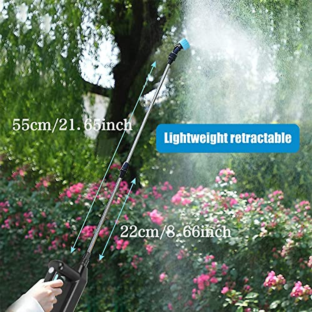 Electric Plant Sprayer, 1.35 Gallon/5L Battery Powered Sprayer with USB Rechargeable Handle, Potable Garden Sprayer with Telescopic Wand, Plant Sprayer for Yard Lawn Weeds Plants (Blue)