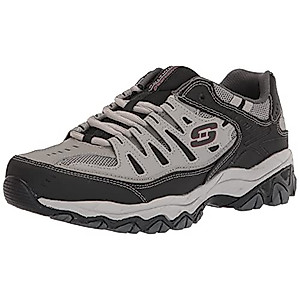 Skechers Men's Afterburn Memory-Foam Lace-up Sneaker Oxford, Gray/Black, 8.5 X-Wide