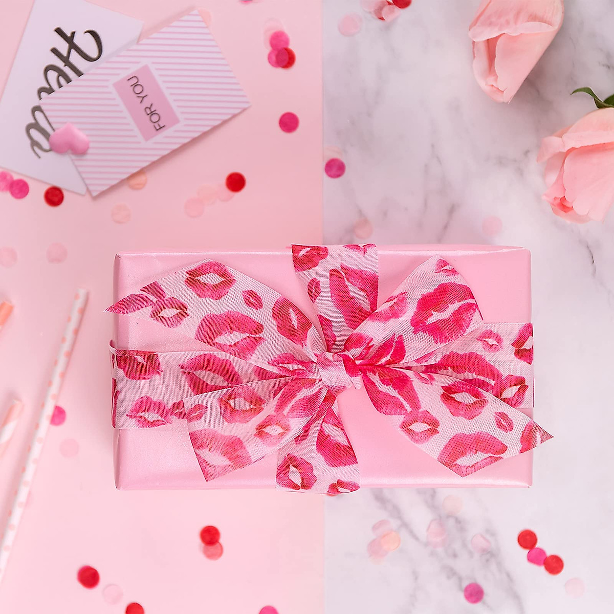 MAYPLUSS Wrapping Paper Roll - Mini Roll - 17.3 inch X 120 inch Per roll - Solid Matte Pink/Silver/Golden Design (43.2 sq.ft.ttl)