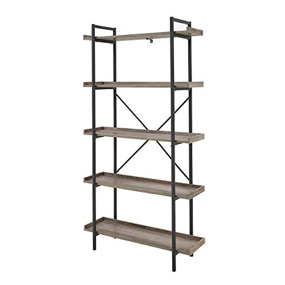 Walker Edison Urban Metal 5-Shelf Bookcase, 68" H, Gray Wash