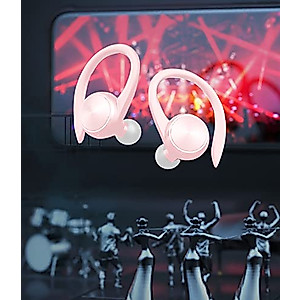eDealz Fully Wireless Bluetooth 5.0 Rechargeable Active Sports Earbud Headphones w Smart LCD Display 48h USB C Power Charging Case Microphone Surround Stereo Bass and Passive Noise Cancelling (Pink)