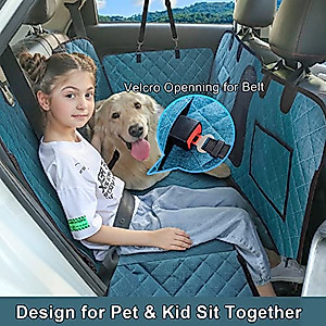SEVVIS Dog Car Seat Cover-Back Seat Dog Cover for Car Include Mesh Visual Window and Pet Seat Belt-Hammock Scratchproof Pet Seat Cover for Cars SUVs Trucks Jeep