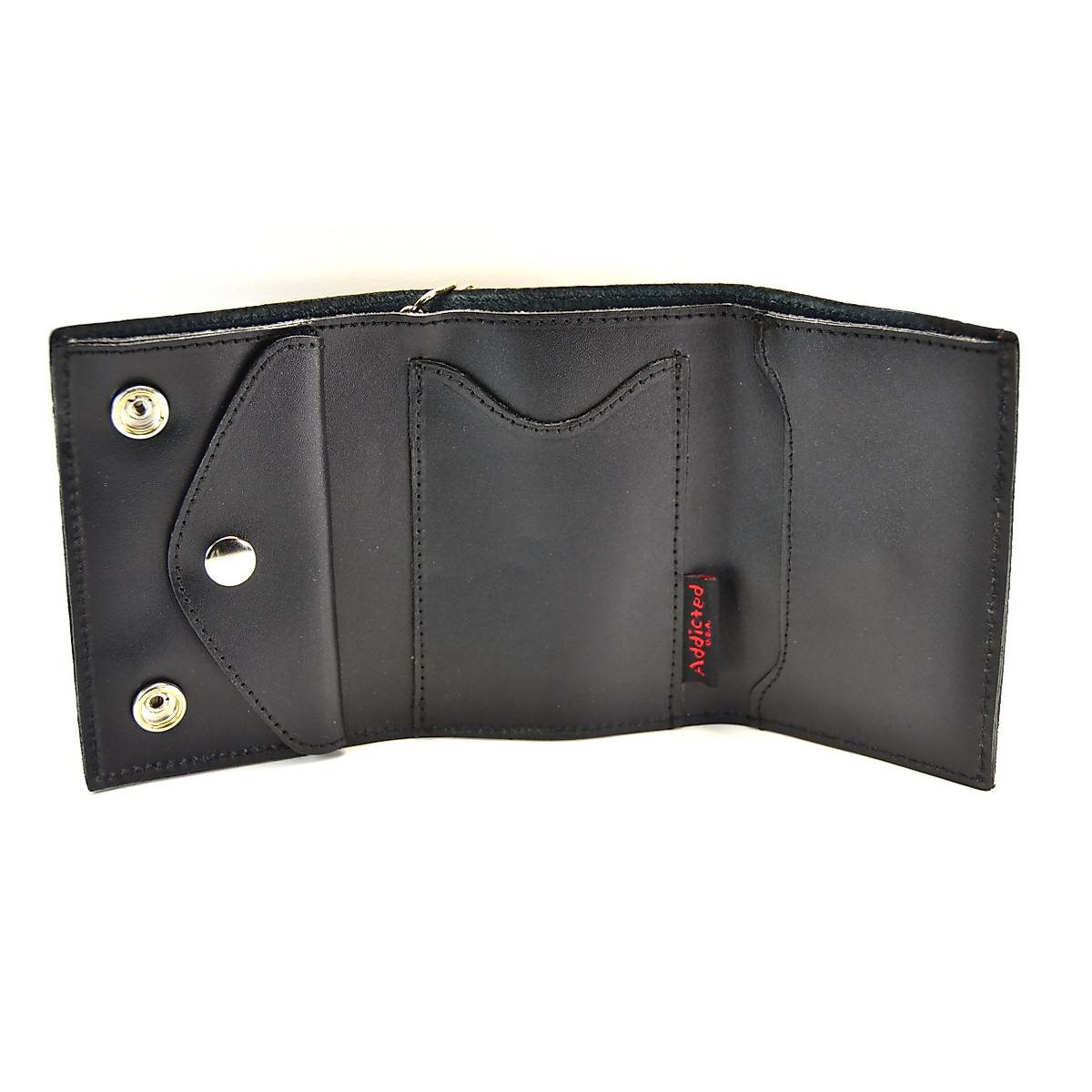 Fuzzy Leopard Tri-fold Bikers Wallet with 16" Chain Green