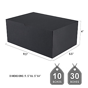 JINMING 10 Gift Boxes 9.5x6.5x4 Inches Gift Boxes with Lids, Matte Black Gift Boxes Bulks for Father's Day, Wedding, Party, Birthday, Groomsman Proposal Boxes for Light Gifts