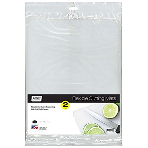 Cut N' Funnel Clear 2 Pack Frosted Flexible Plastic Cutting Board Mat 15" x 11.5" Made in the USA Flexible, Easy to Clean