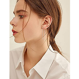 LOLIAS 8Pairs Stainless Steel Threader Earrings for Women Lightweight Drop Dangle Chain Earrings Minimalist Chain Tassel Earrings Set