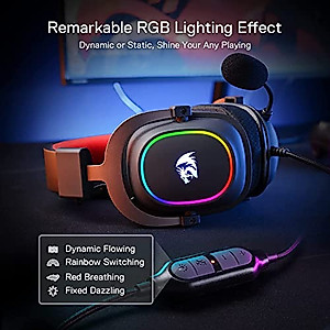 Redragon H510 Zeus-X RGB Wired Gaming Headset - 7.1 Surround Sound - 53MM Audio Drivers in Memory Foam Ear Pads w/Reliable Fabric Cover- Multi Platforms Headphone - USB Powered for PC/PS4/NS