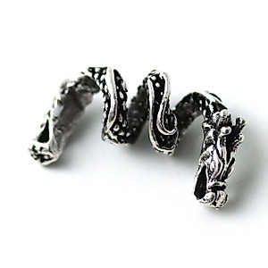 LynnAround 925 Sterling Silver Norse Nordic Viking Dragon Beard Beads Rings, Dreadlock Pirate Hair Beads, Pagan Jewelry