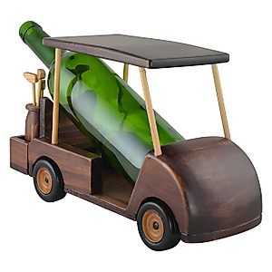 Threestar Handmade Wooden Golf Cart Wine Bottle Holder