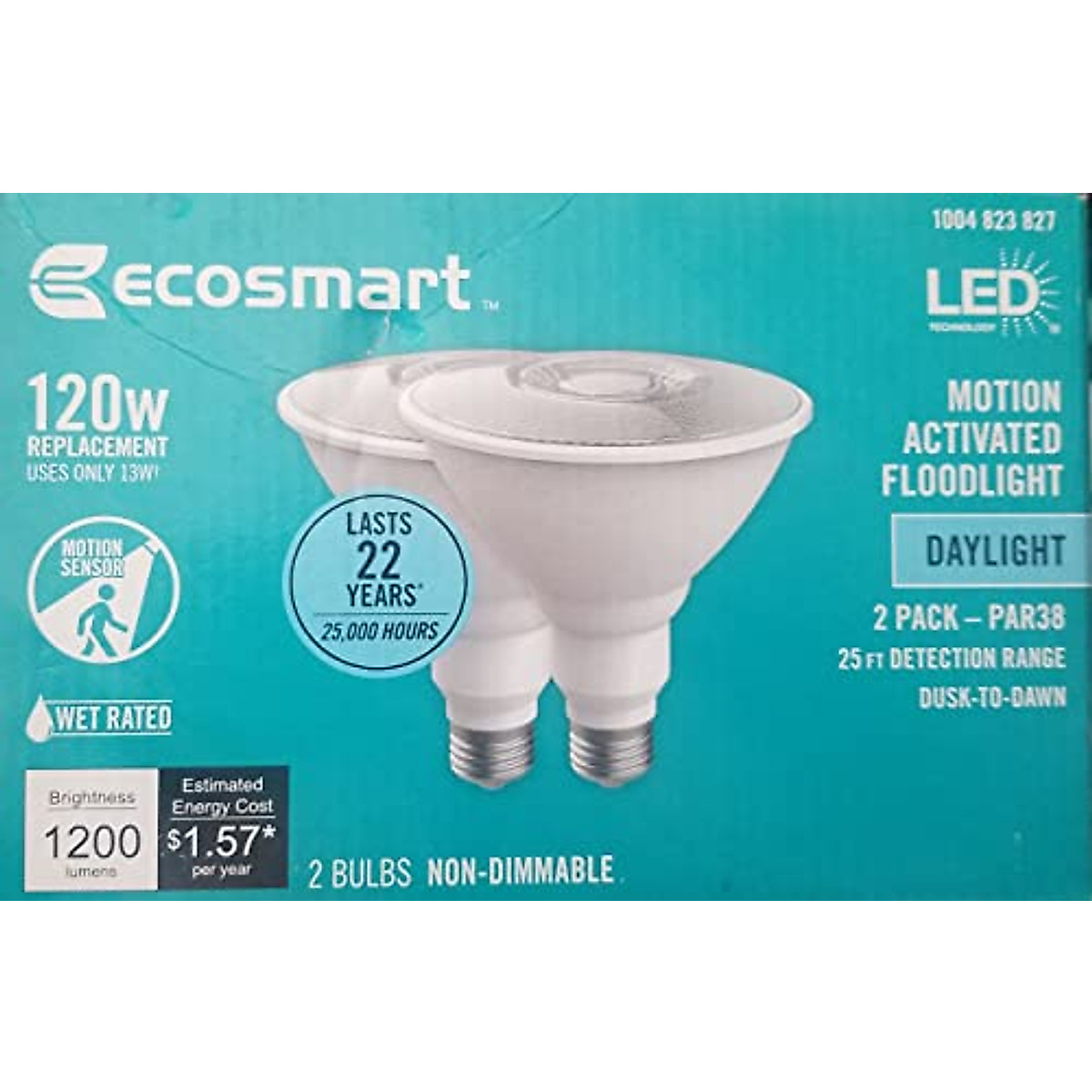 Home Depot 120w LED Dawn to Dusk - Motion Activated Floodlights, 2 Pack Daylight, White (1003032303)