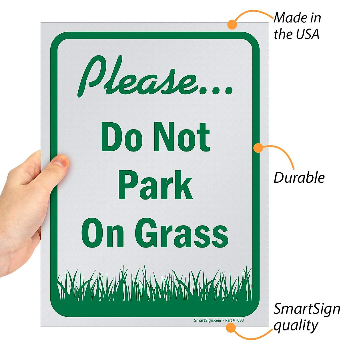 Smartsign “Please Do Not Park On Grass” Sign | 9" x 12" Polystyrene (Pack of 5), Made in USA