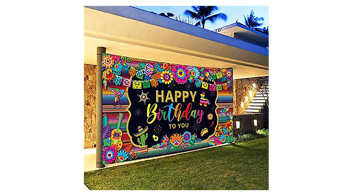 Mexican Fiesta Happy Birthday Backdrop - 7x5ft Carnival Party Decor