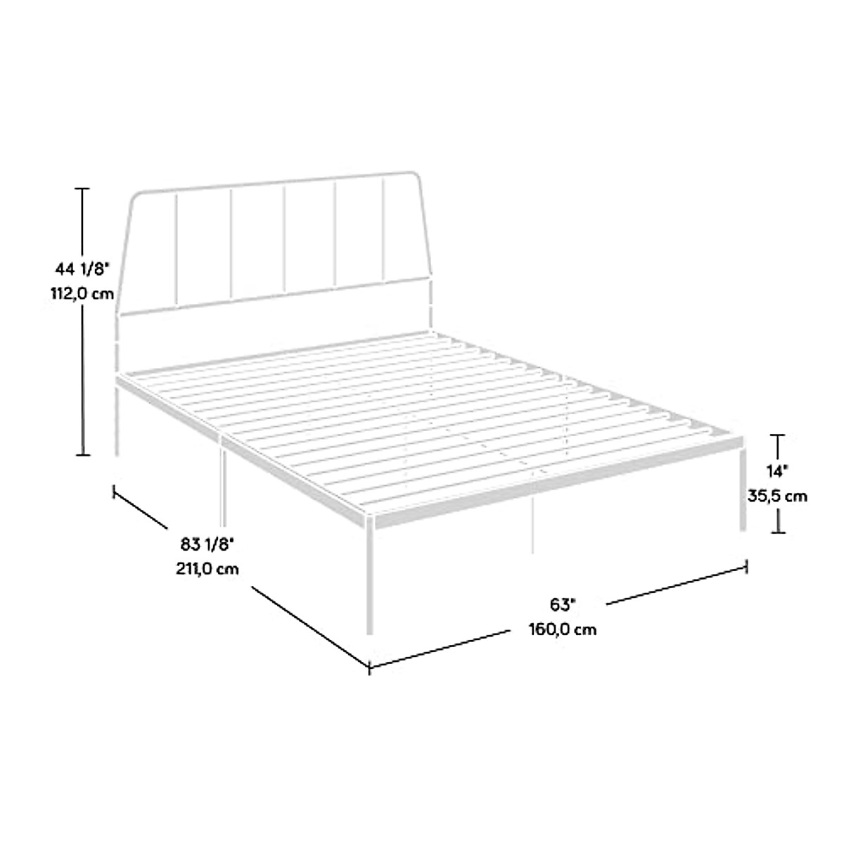Sauder Harvey Park Queen Platform Bed, Black Finish