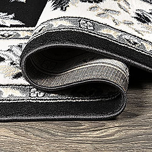 JONATHAN Y MDP505D-8 Cherie French Cottage 8 ft. x 10 ft. Area Rug, Vintage, Bohemian, Transitional, Traditional, Office, Living Room, Family Room, Dining Room, Bedroom, Black/Cream