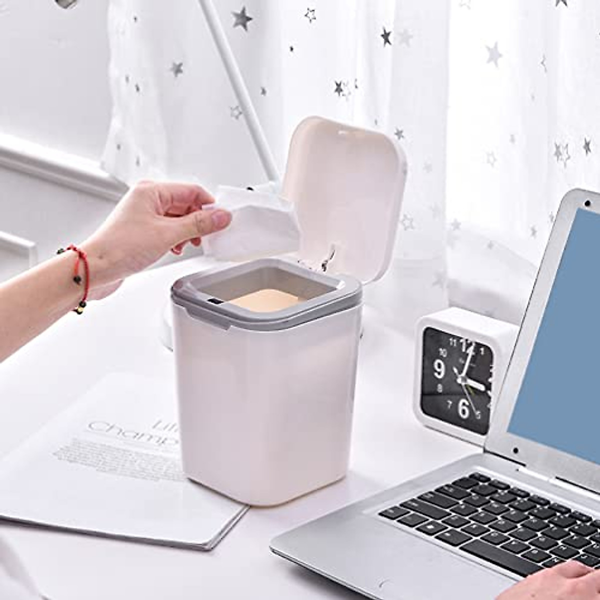 DOITOOL Office Decor Office Decor Office Decor 2Pcs White Garbage Can Mini Trash Can for Desktop Trash Bin Decorative Rubbish Bin Tabletop Garbage Can Lint Bin Lint Bin Lint Bin