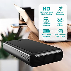 NAZARR Hidden Spy Camera Power Bank with 120° Viewing Angle, Portable Nanny Cam Secret Security Cameras, Camaras Espias Ocultas HD 2K(2560×1440),64GB,10000mA,Night Vision, Motion Activated(No WiFi) 